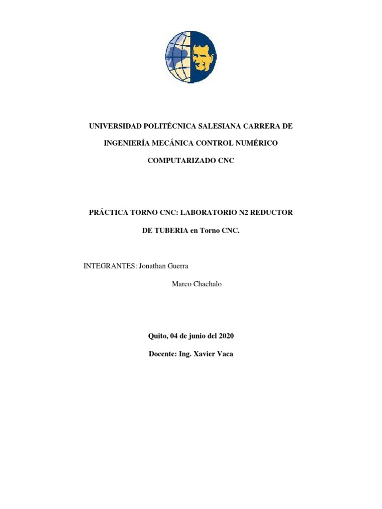 Practica de Laboratorio 2 Torno CNC2 | PDF | Pistón | Control numerico