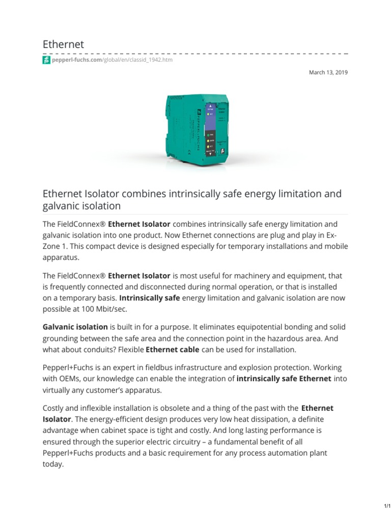 Ethernet Isolator presentation