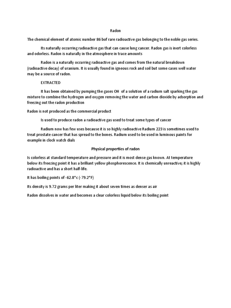 Physical Properties of Radon | PDF