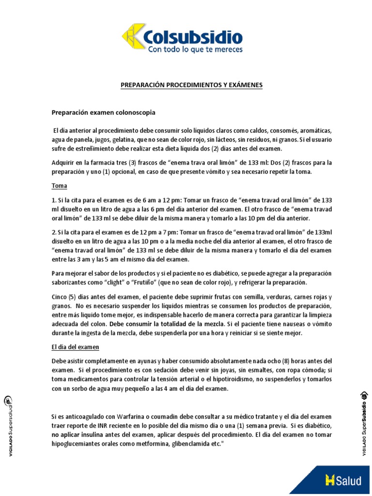 Preparacion Colonos PDF | PDF | Medicina | Especialidades Medicas