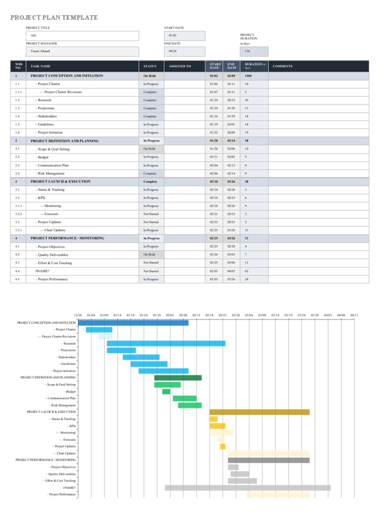 Project Plan Template: Project Conception and Initiation | PDF