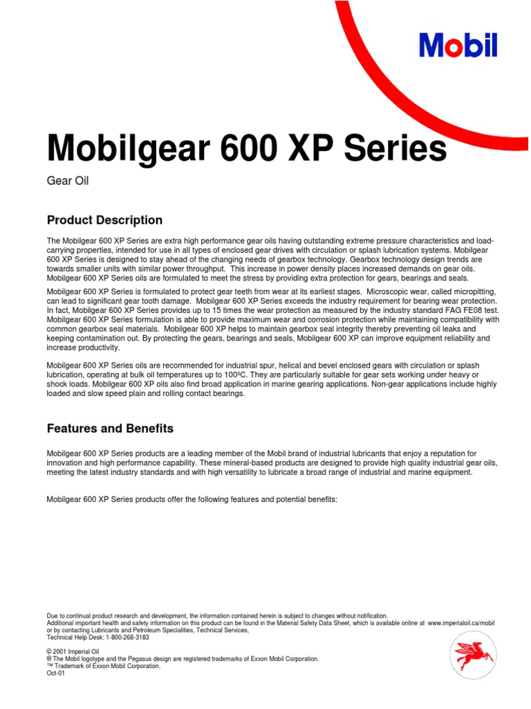 Mobilgear 600 XP Series: Product Description | PDF