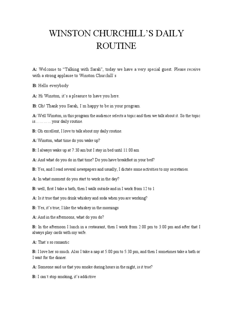 Winston Churchill'S Daily Routine: A: Welcome To "Talking With Sarah ...