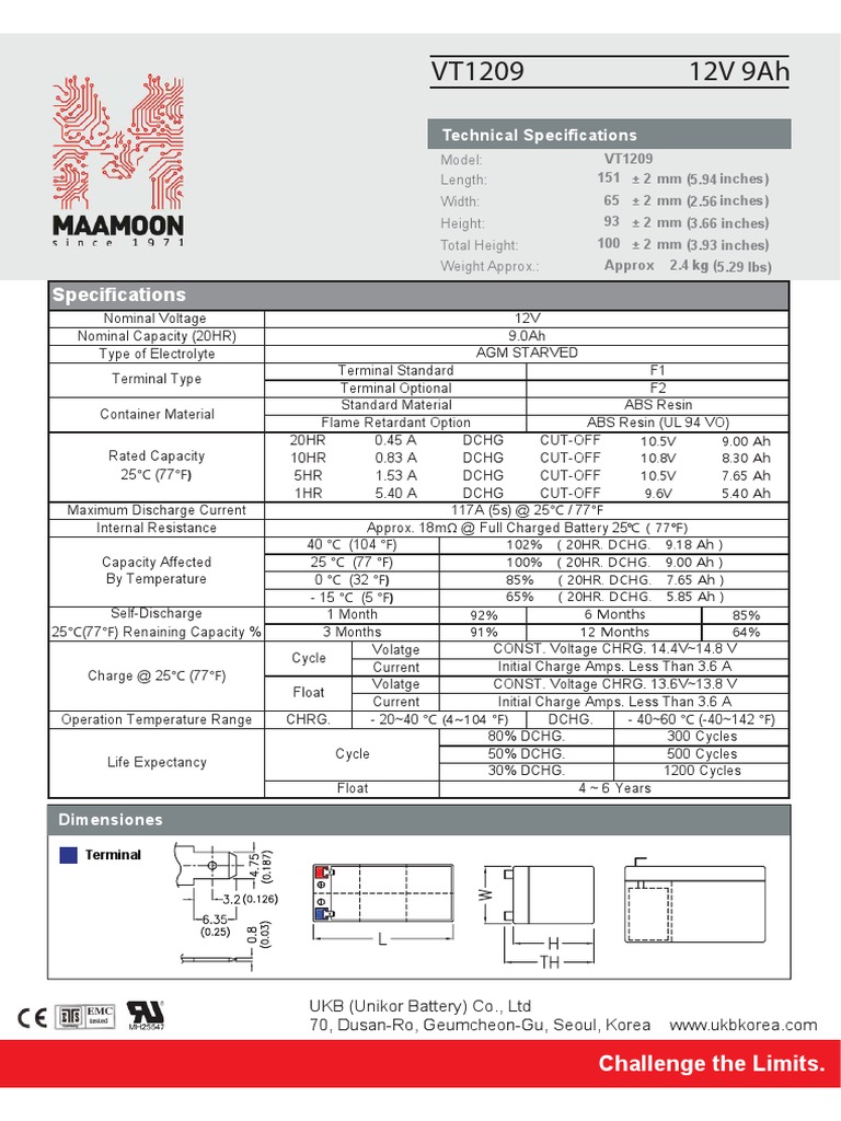 VT1209 12V 9ah PDF | PDF