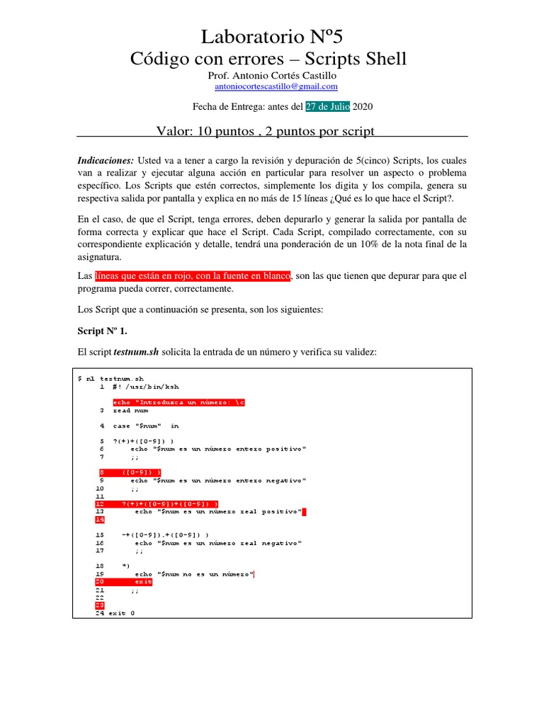 Laboratorio #5 - Código Con Errores - Scripts Shell Linux | PDF | Interfaz de línea de comando ...