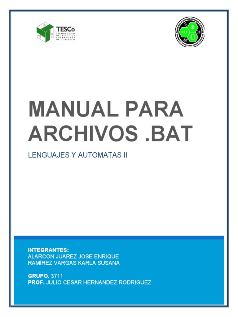Manual De Creación De Archivos Bat Pdf Microsoft Windows