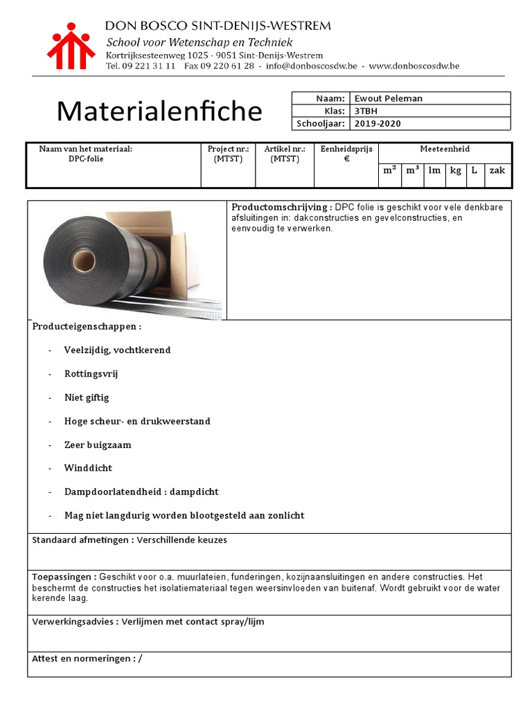 Materialenfiche Dpc-Folie | PDF