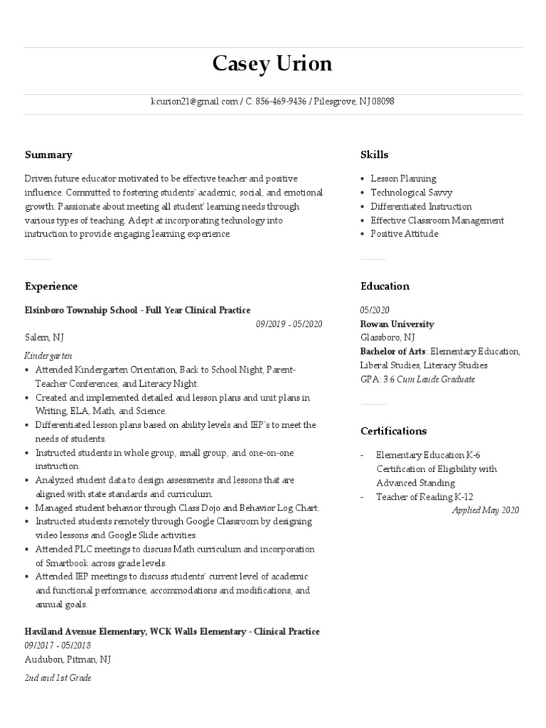 Casey Urion Resume | PDF