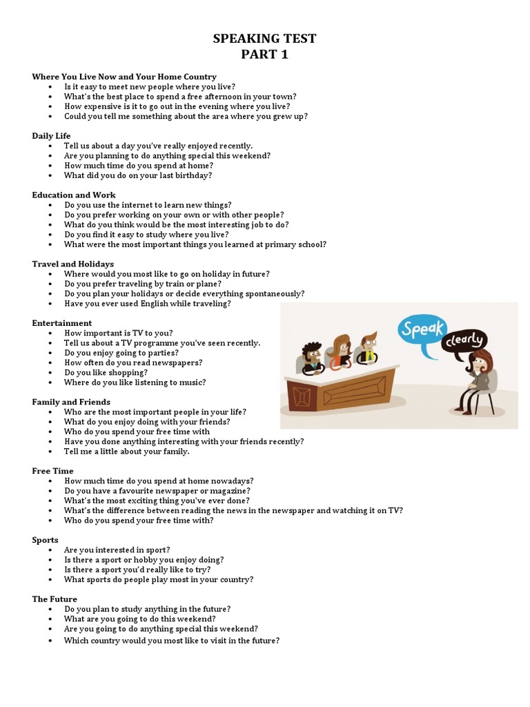 Speaking Test: Where You Live Now and Your Home Country | PDF