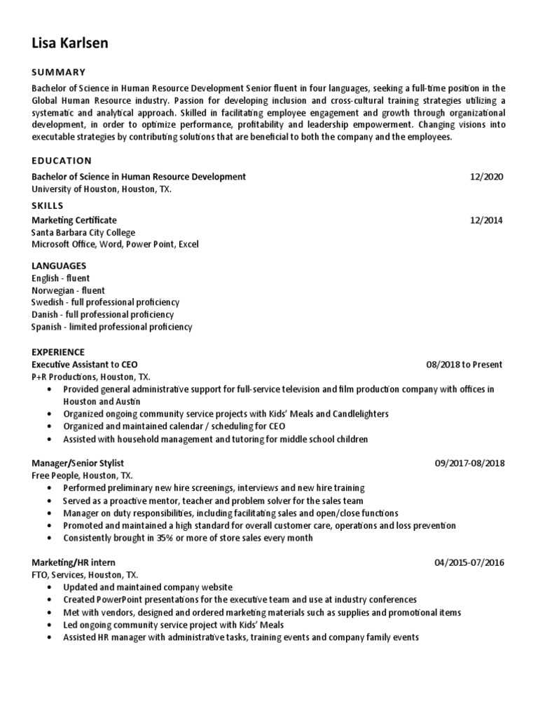 Lisa Karlsen Resume | PDF
