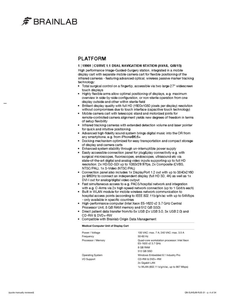 Brainlab Curve 1 1 Dual Navigation PDF | PDF