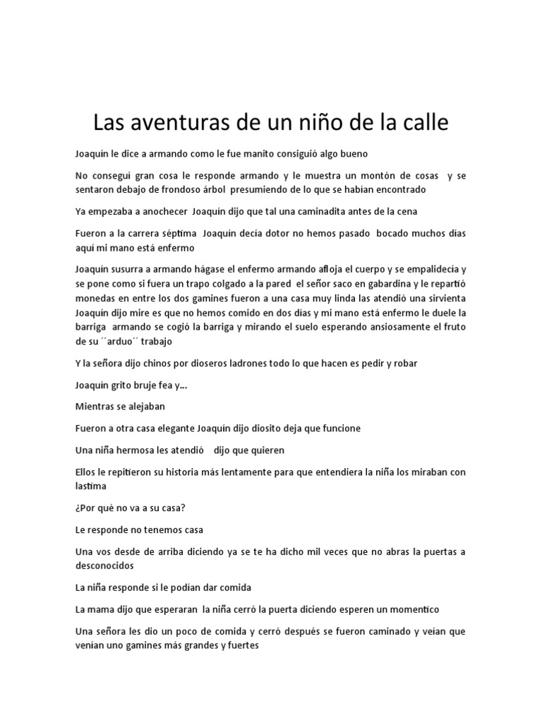 Las Aventuras de Un Niño de La Calle 2 | PDF
