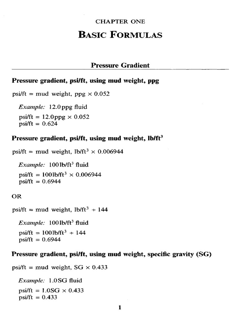 Basic Formulas for Drilling Calculations | PDF