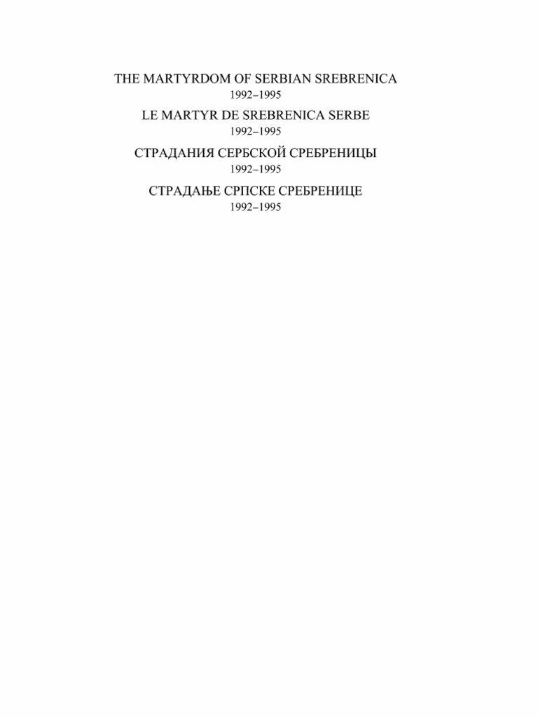 The Martyrdom of Serbian Srebrenica 1992-1995 - Ljubisa Simic, Stefan ...