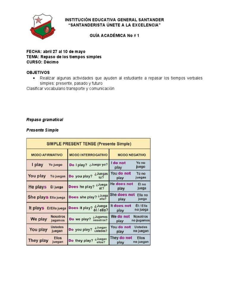 Actividades Ingles - Grado Décimo | PDF
