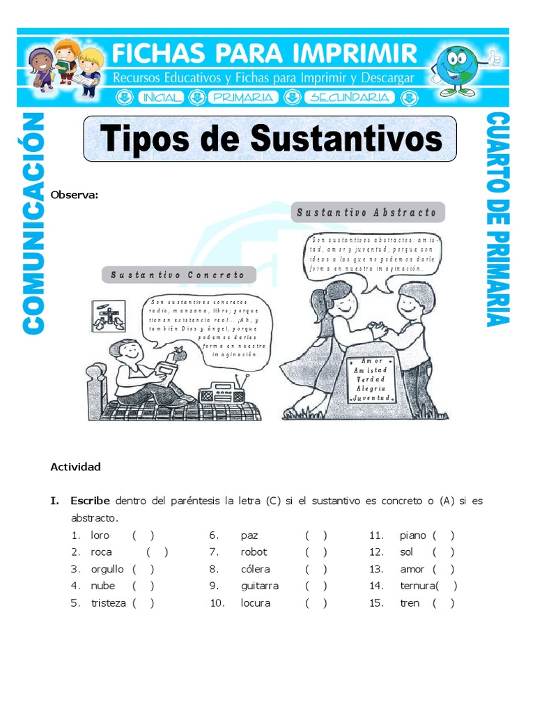Sustantivos Concretos Identificar Newest Sustantivos Concretos Y