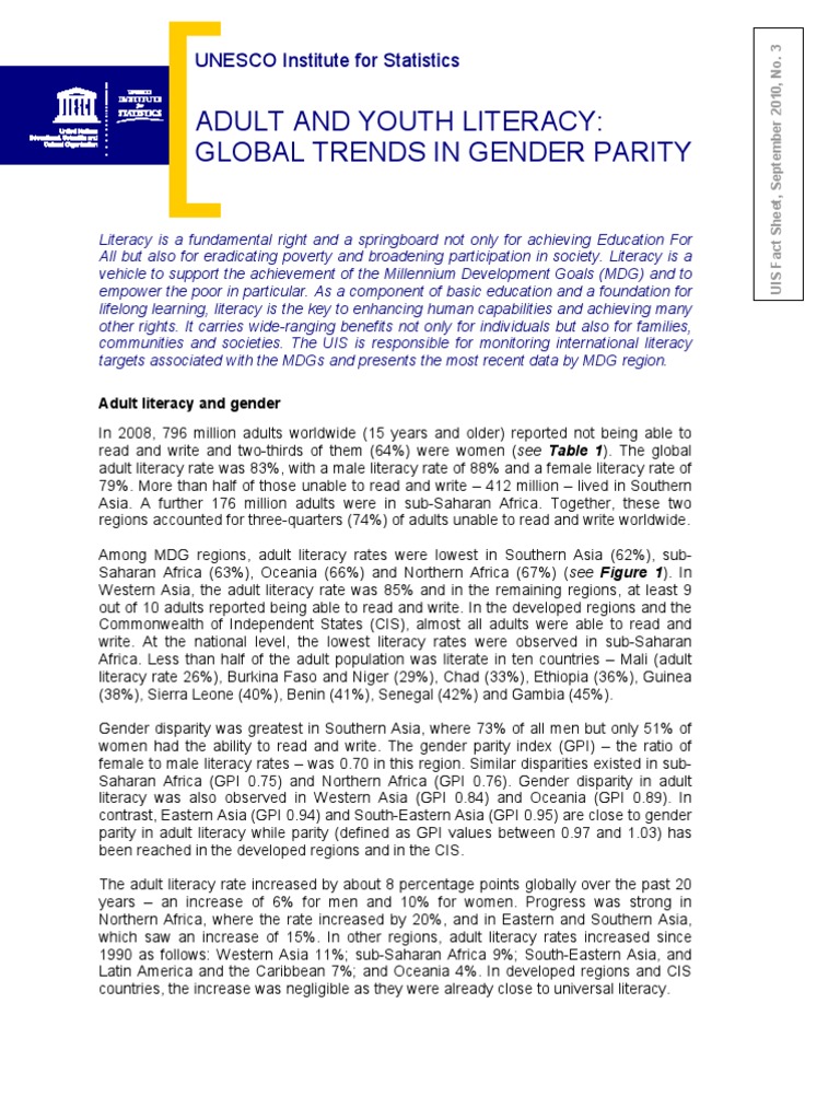 Fact Sheet 2010 Lit en | Download Free PDF | Literacy | Millennium ...