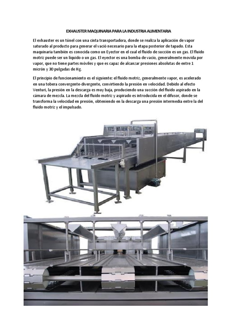 Exhauster para la Industria Alimentaria | PDF