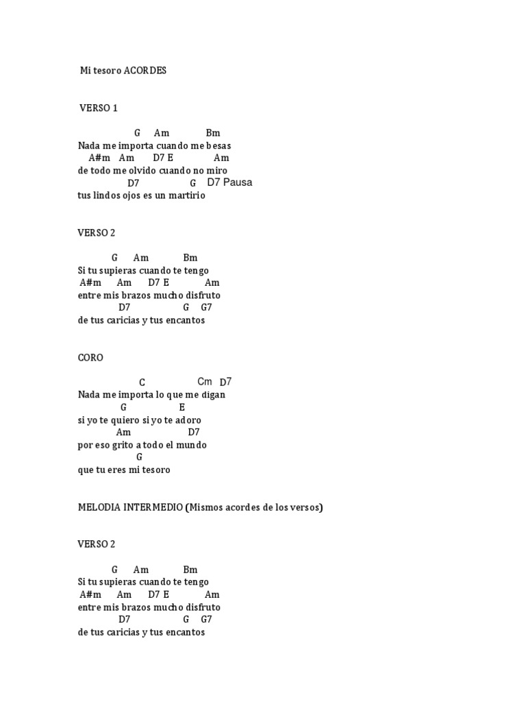 Mi Tesoro ACORDES | PDF