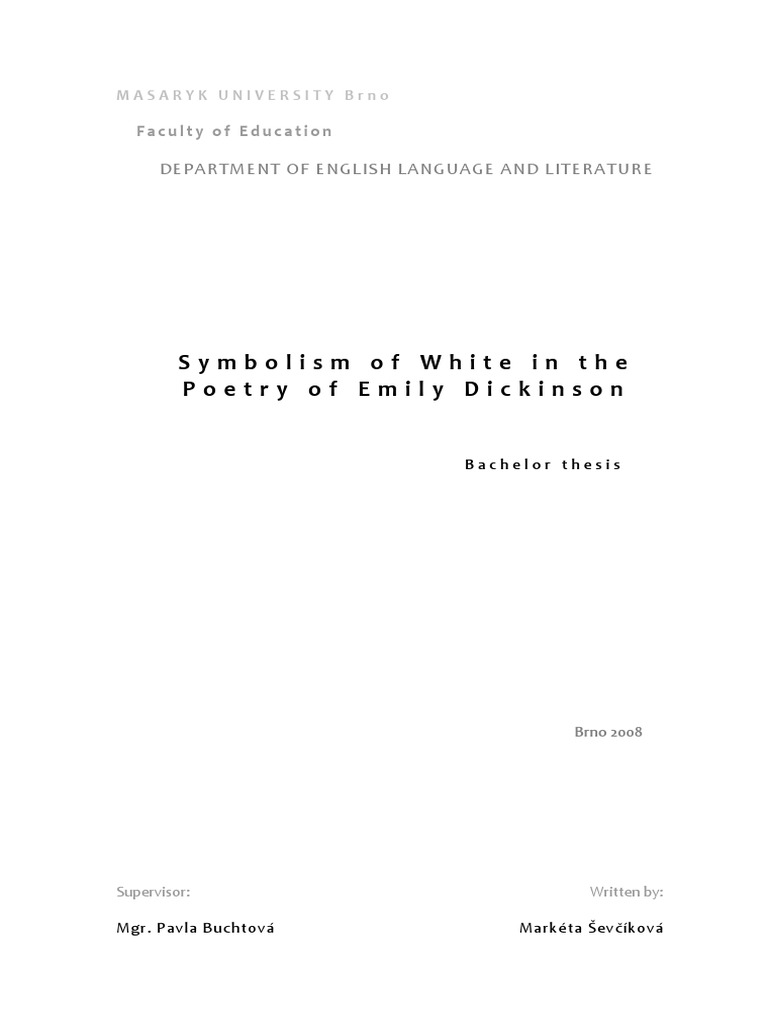 Symbolism of White in The Poetry of Emily Dickinson: Department of ...