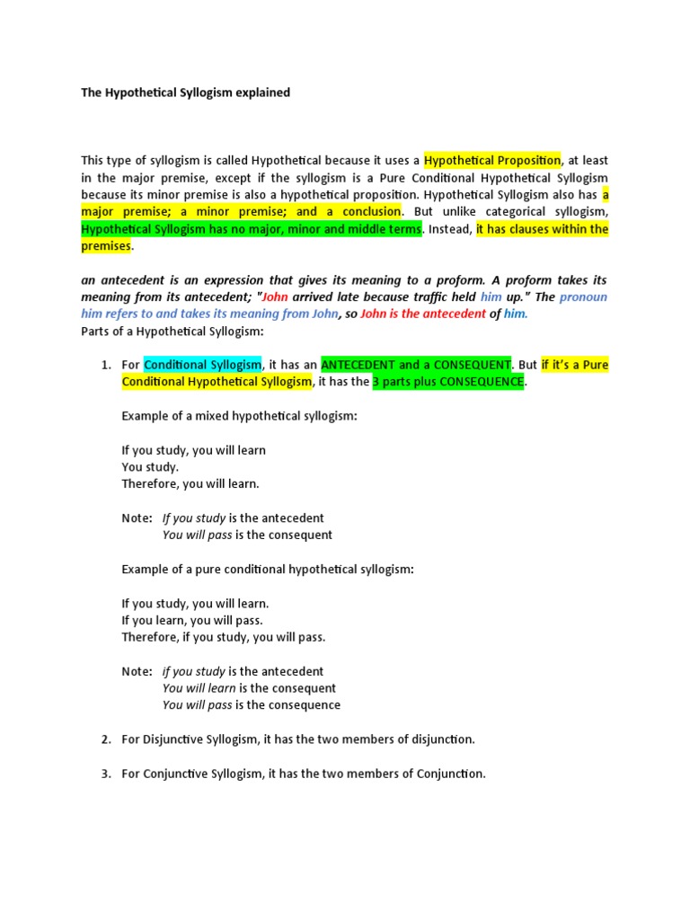 Understanding Hypothetical Syllogism | PDF