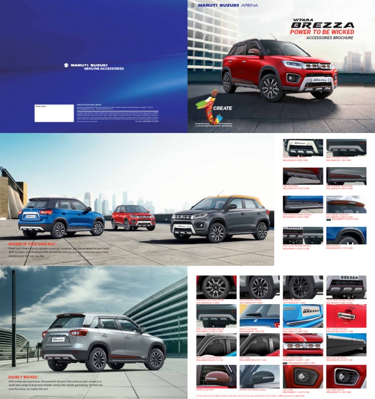 Vitara-Brezza Accessories Brochure PDF | PDF | Rear Wheel Drive ...