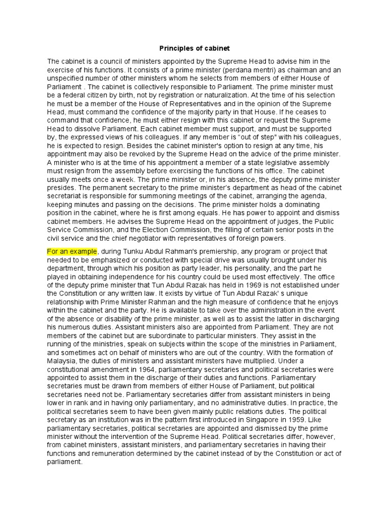 Cabinet Structure and Responsibilities | PDF | Cabinet (Government ...