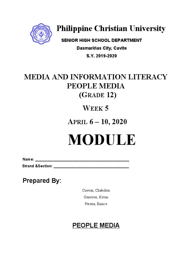 Philippine Christian University: Media and Information Literacy People ...