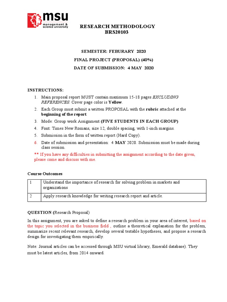 Final Project - Research Methodology PDF | PDF | Hypothesis | Inquiry