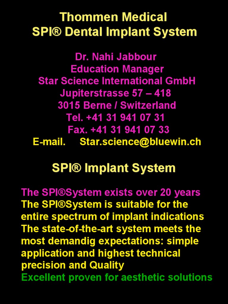Thommen Medical SPI® Dental Implant System | PDF | Dental Implant ...