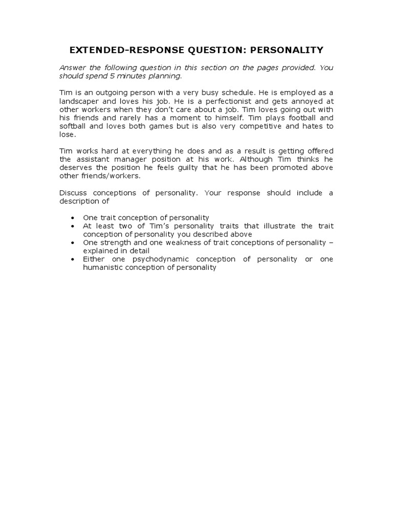 Trait Extended Response | PDF