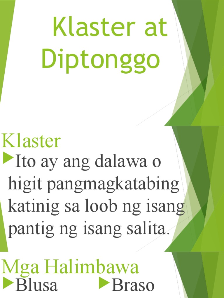 Filipino Klaster at Diptonggo | PDF