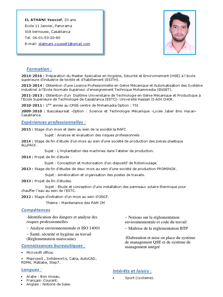 Profil professionnel de Youssef El Atmani | PDF