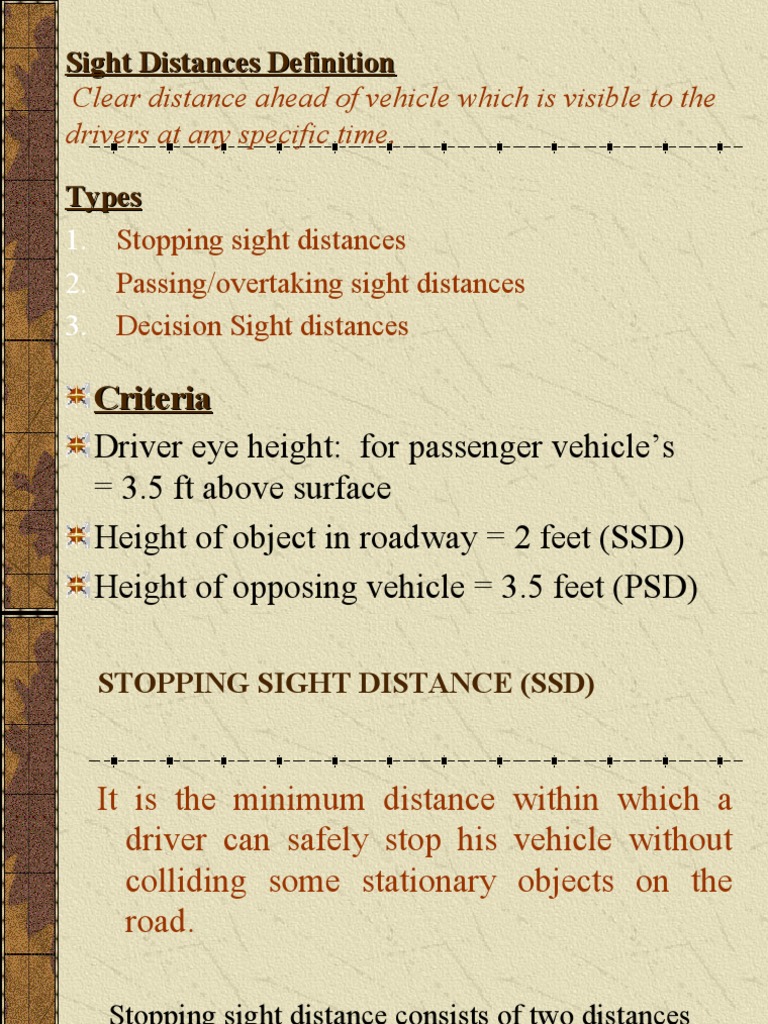Sight Distances - FOR BSC | PDF