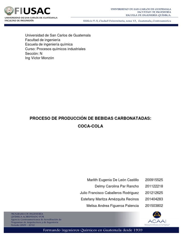 Proceso de Producción de Coca-Cola | PDF