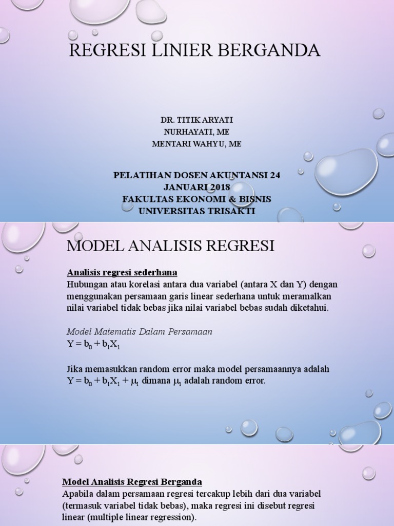 PPT Bahan Regresi Linier Berganda | PDF