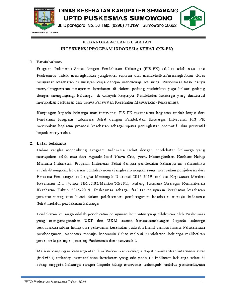 KAK Intervensi PIS-PK | PDF