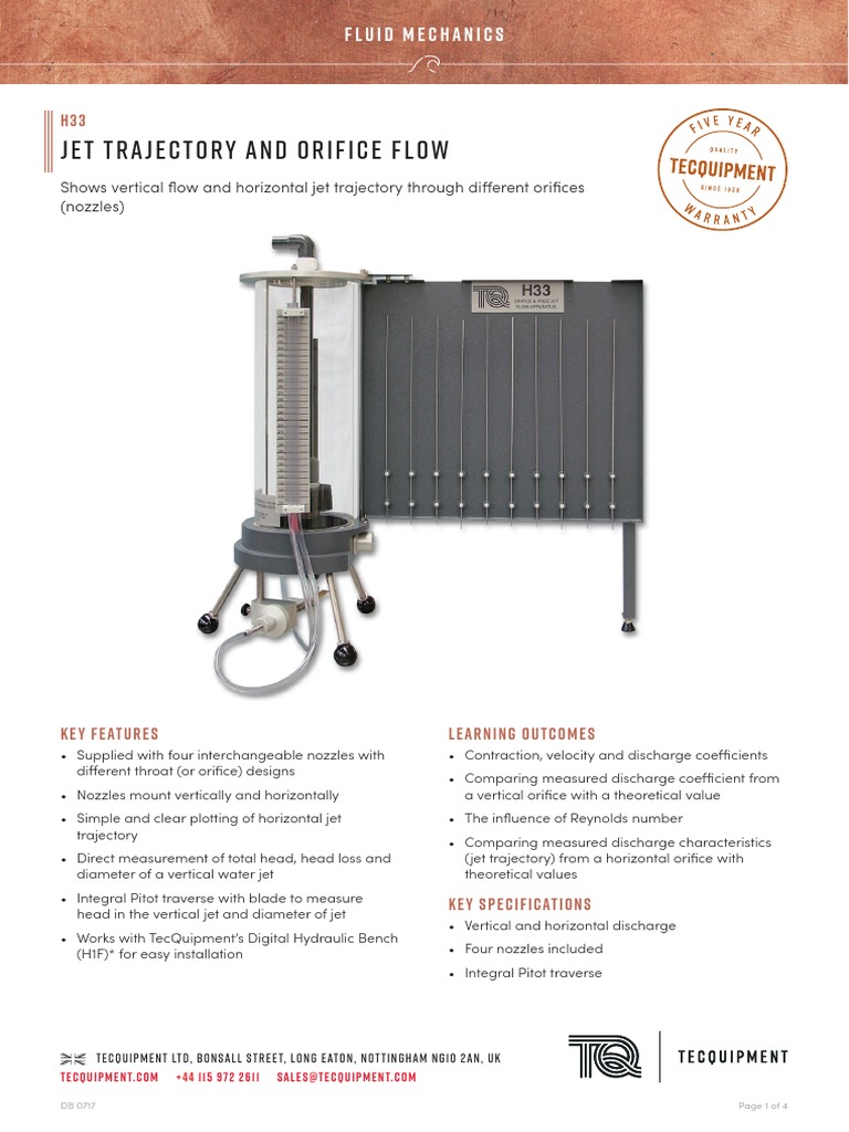 H33 Jet Trajectory Datasheet 0717 PDF | PDF | Nozzle | Liquids