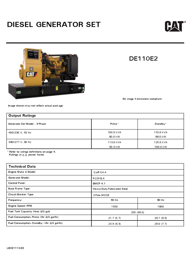 C4.4 DE110E2 100kVA PDF | PDF | Diesel Engine | Engines