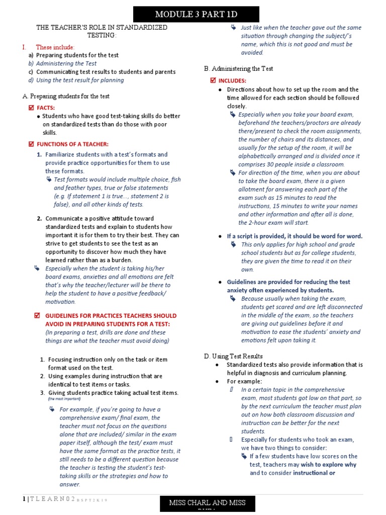 I. These Include:: 1. Familiarize Students With A Test's Formats and ...