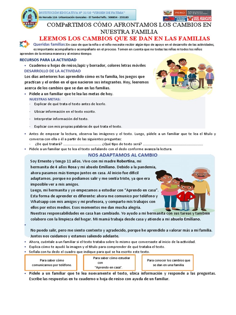Compartimos Cómo Afrontamos Los Cambios en Nuestra Familia (11-4) | PDF