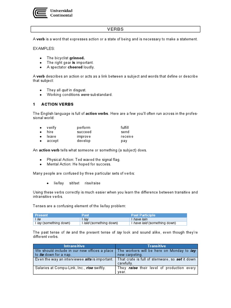 11 1 VERBS Reading | PDF