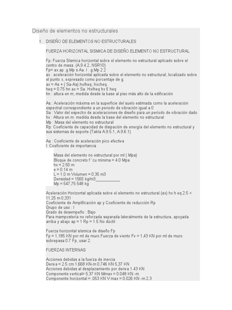 Diseño de Elementos No Estructurales | PDF