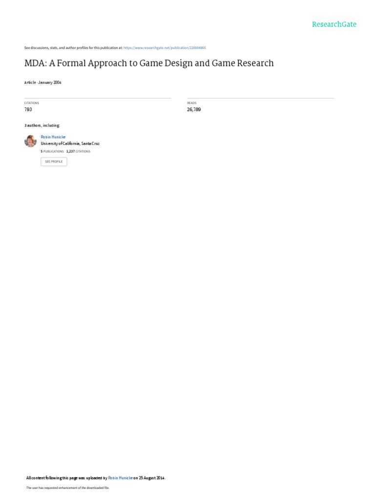 MDA: Game Design Framework | PDF | Artificial Intelligence ...