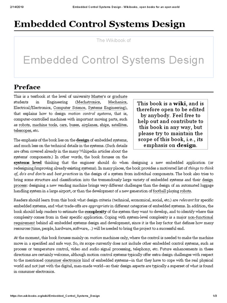 Embedded Control Systems Design | PDF