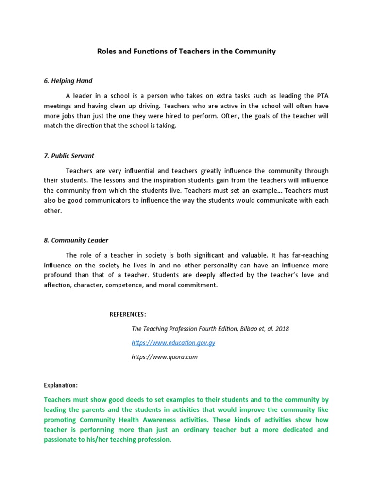 Roles and Functions of A Teacher | PDF | Career & Growth