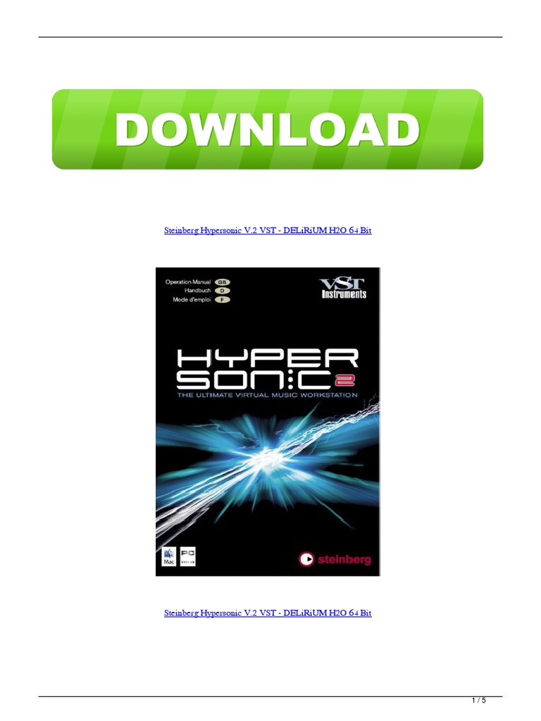 Steinberg Hypersonic v2 VST Delirium H2o 64 Bit PDF | PDF
