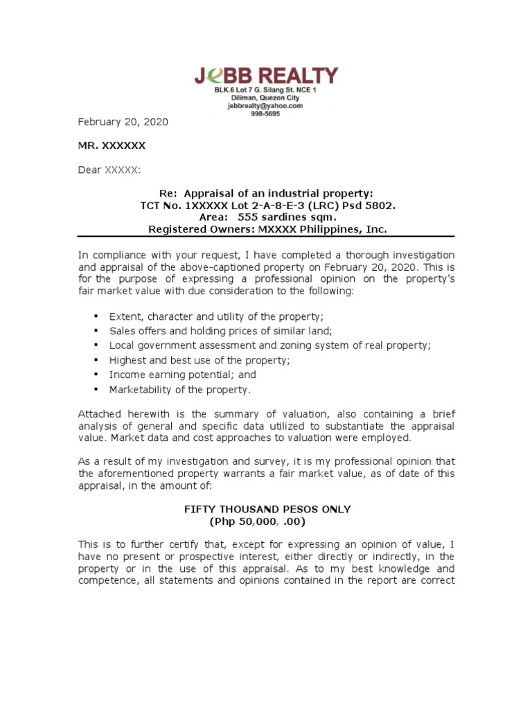 SAMPLE AR Narrative Word Format | PDF | Real Estate Appraisal | Value ...