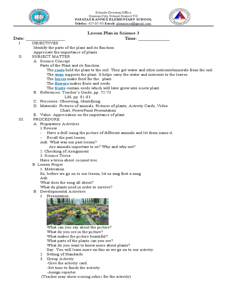 Science 3 Parts and Function of The Plants | PDF | Science | Science ...