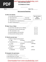 EVS Worksheet - Class I (Lesson 4: Clothes) | PDF | Clothing | Nature